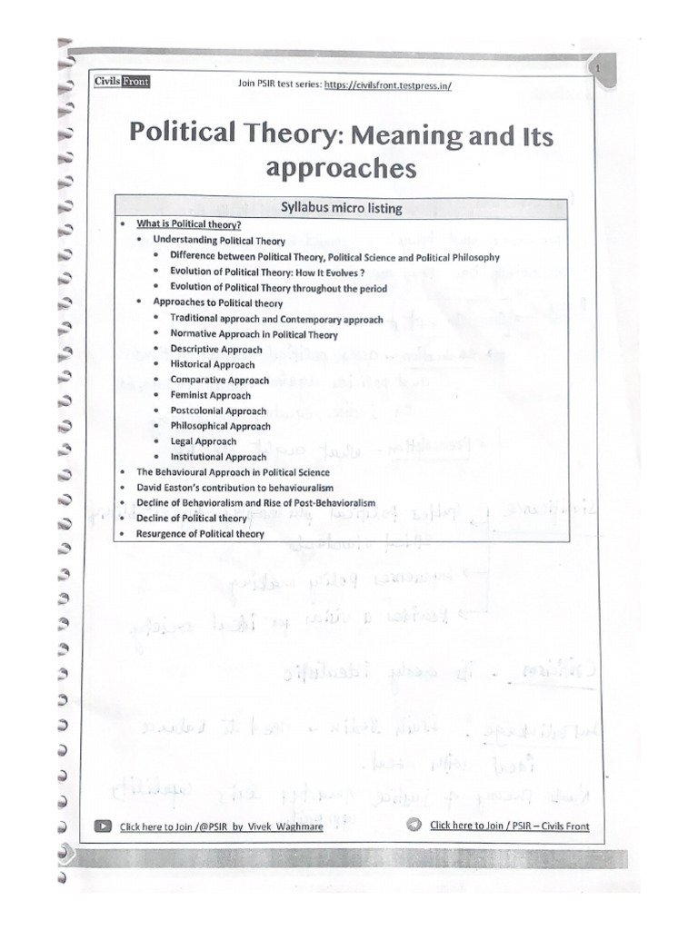 Political Theory Meaning and Its Approaches Handwritten PYQ's ...