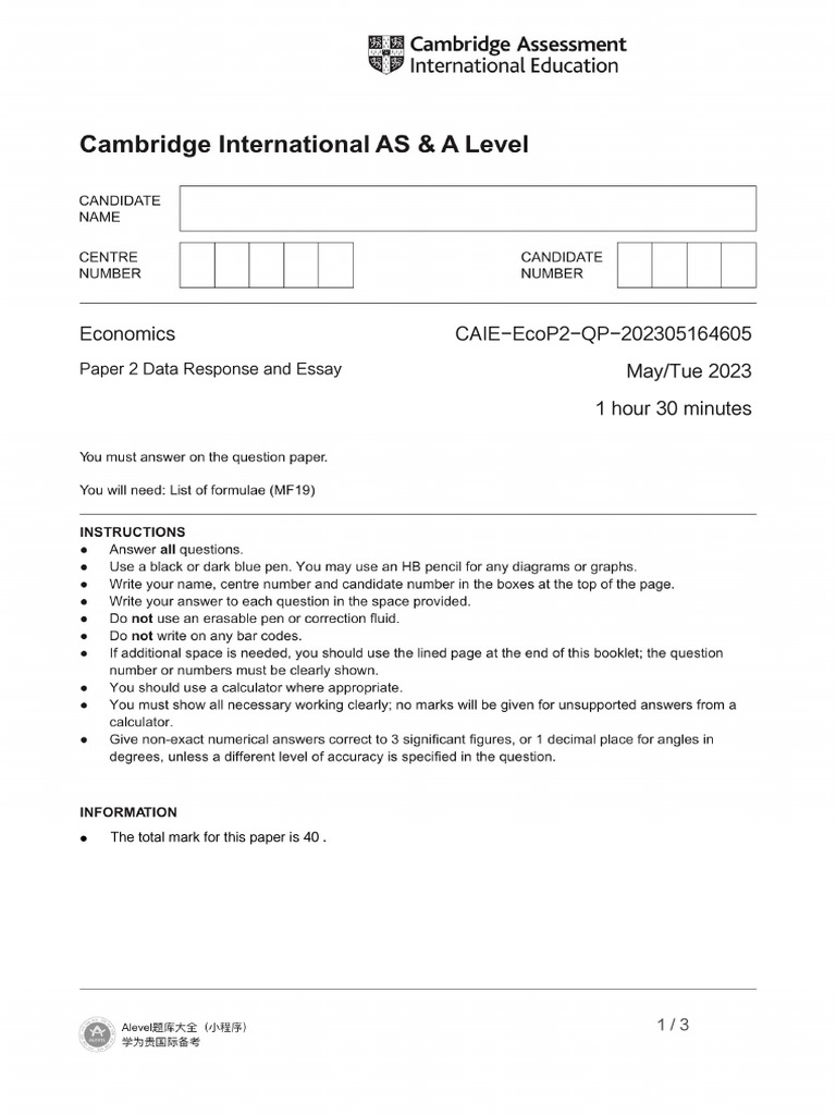 Economics Exam Paper Analysis | PDF