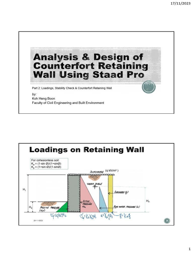 02 Counterfort Retaining Wall - Part 2 - Koh | PDF | Wall | Mechanical ...