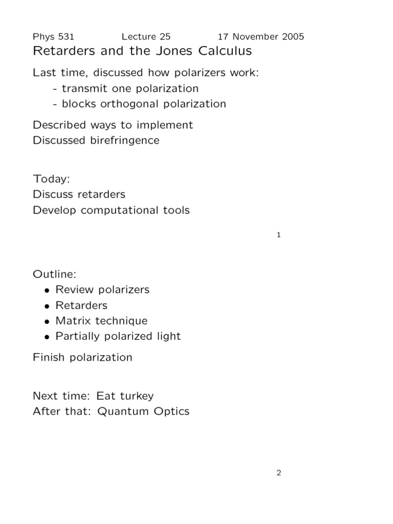 Impl25genaeral Jones Matrix | PDF | Polarization (Waves) | Coordinate ...