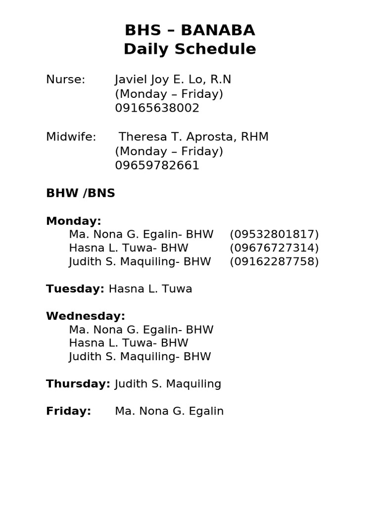 Schedule BHS | PDF