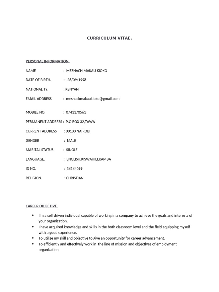 Personal Information.: Curriculum Vitae | PDF | Behavior Modification ...