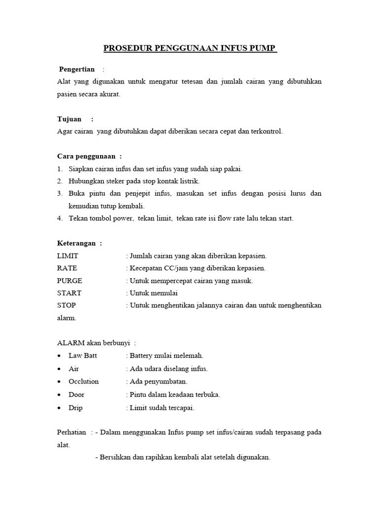 Juknis Infus Pump Biasa | PDF