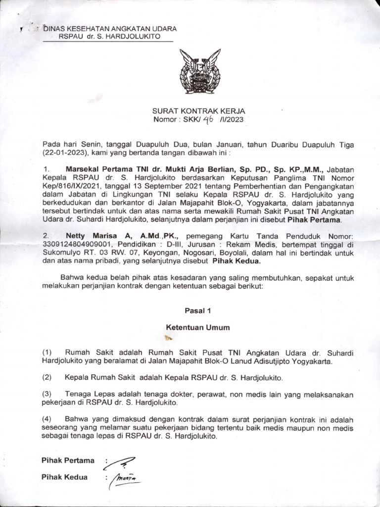 Surat Kontrak Netty | PDF