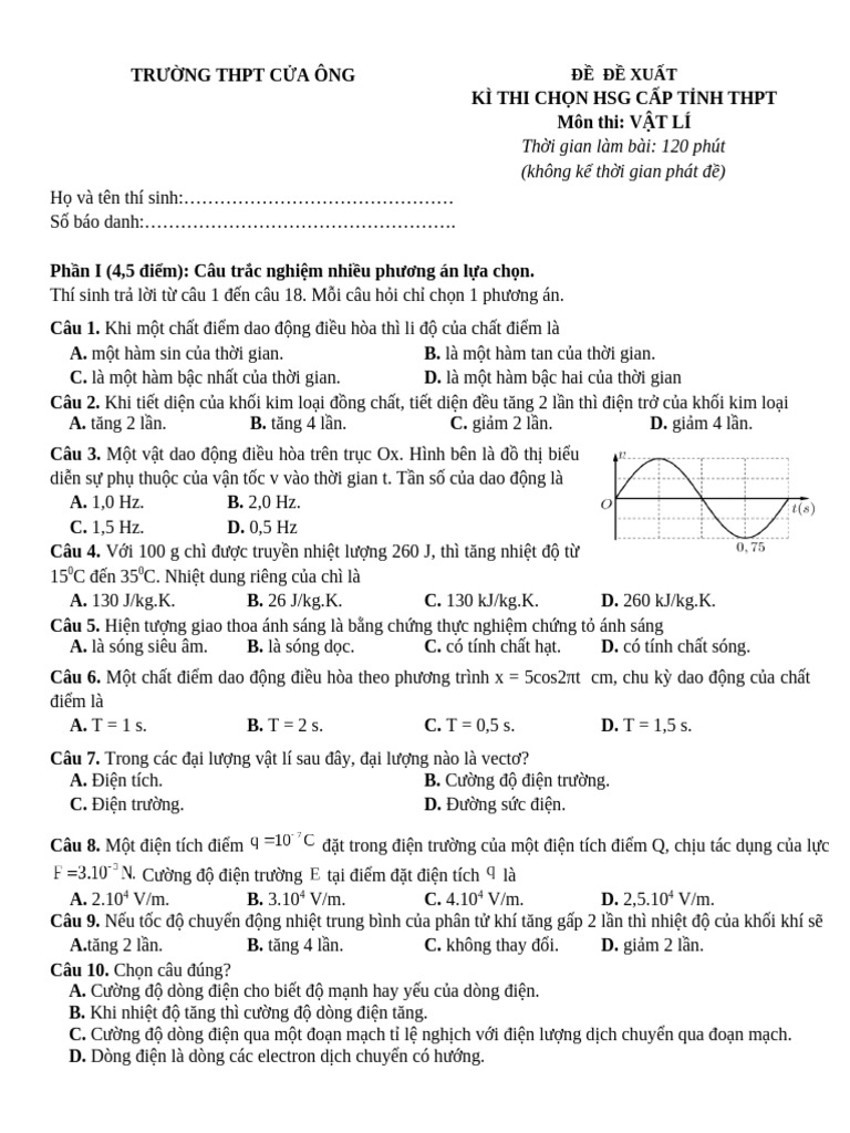 14 THPT CỬA ÔNG ĐỀ HSG | PDF