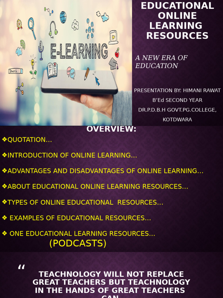 Online Learning Resources Guide | PDF | Educational Technology | Learning