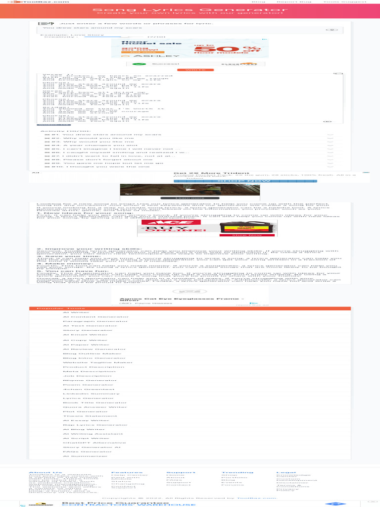 Toolbaz Lyrics Generator Overview | PDF