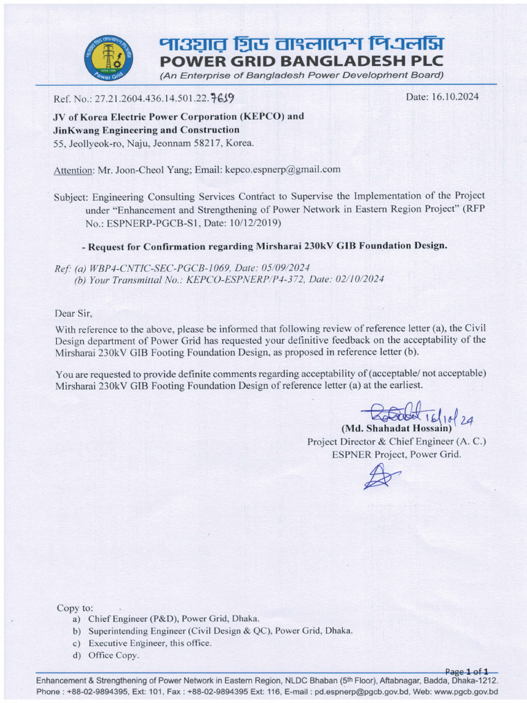 7.0 To KEPCO Reg Confirmation of M-230 GIB Foundation - 2 | PDF