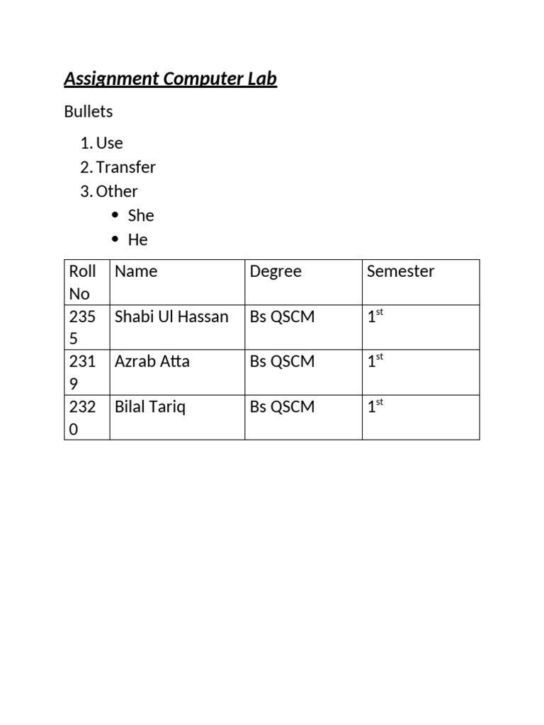 Assignment Computer Lab | PDF
