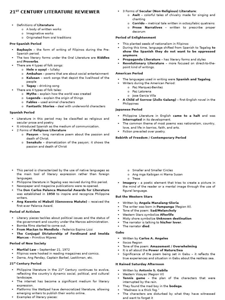 21st Century Literature Reviewer | PDF | Narration