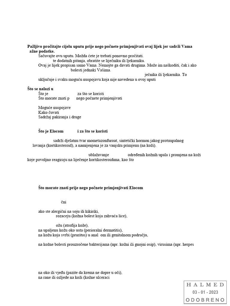 Elocom 1 MG G Krema PIL | PDF