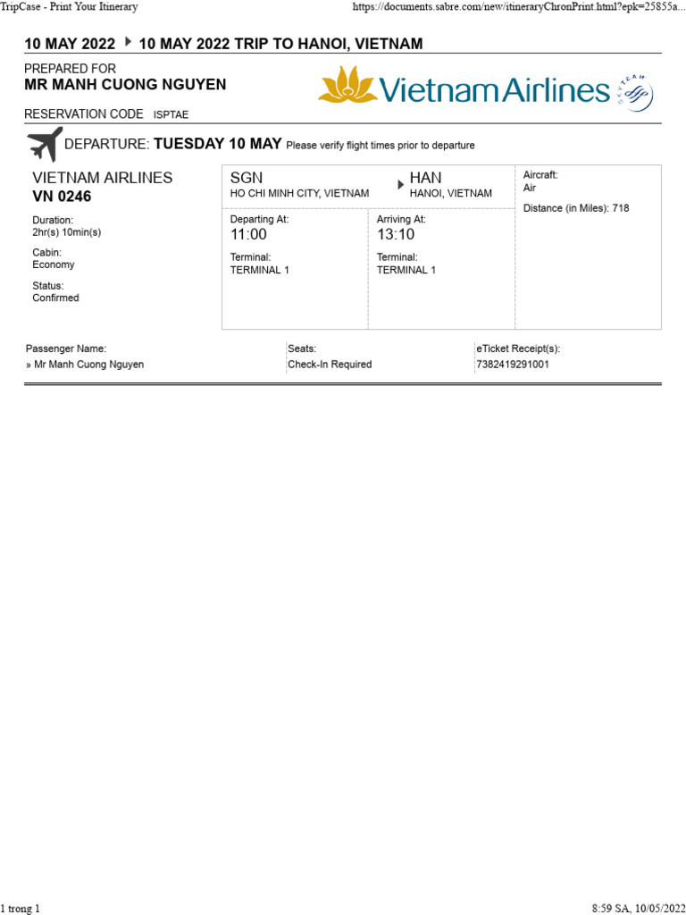 TripCase - Print Your Itinerary | PDF