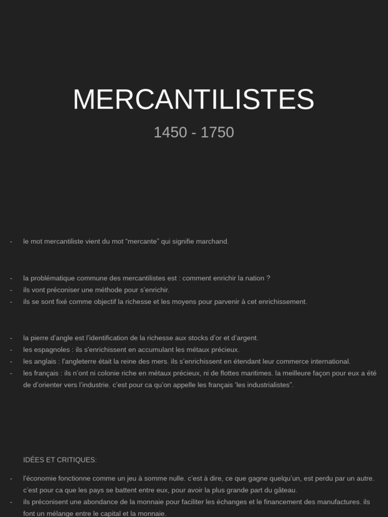 Mercantilisme : Enrichir la Nation | PDF | Mercantilisme | Richesse