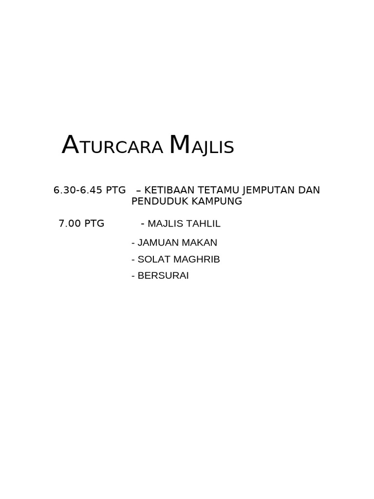 Aturcara Majlis | PDF