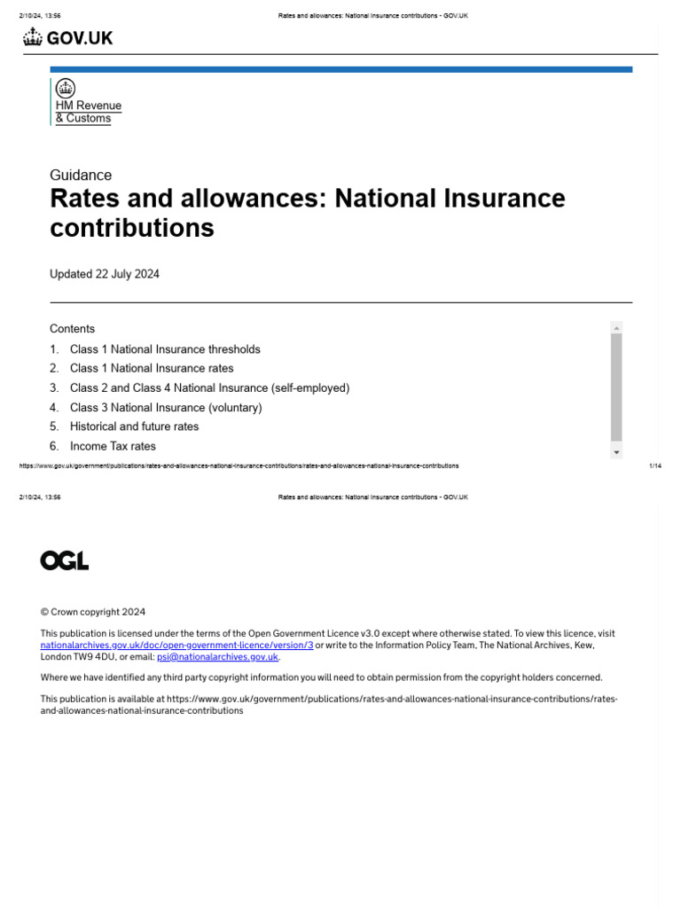 UK National Insurance Rates 2024/25 | PDF | Taxes | Economies