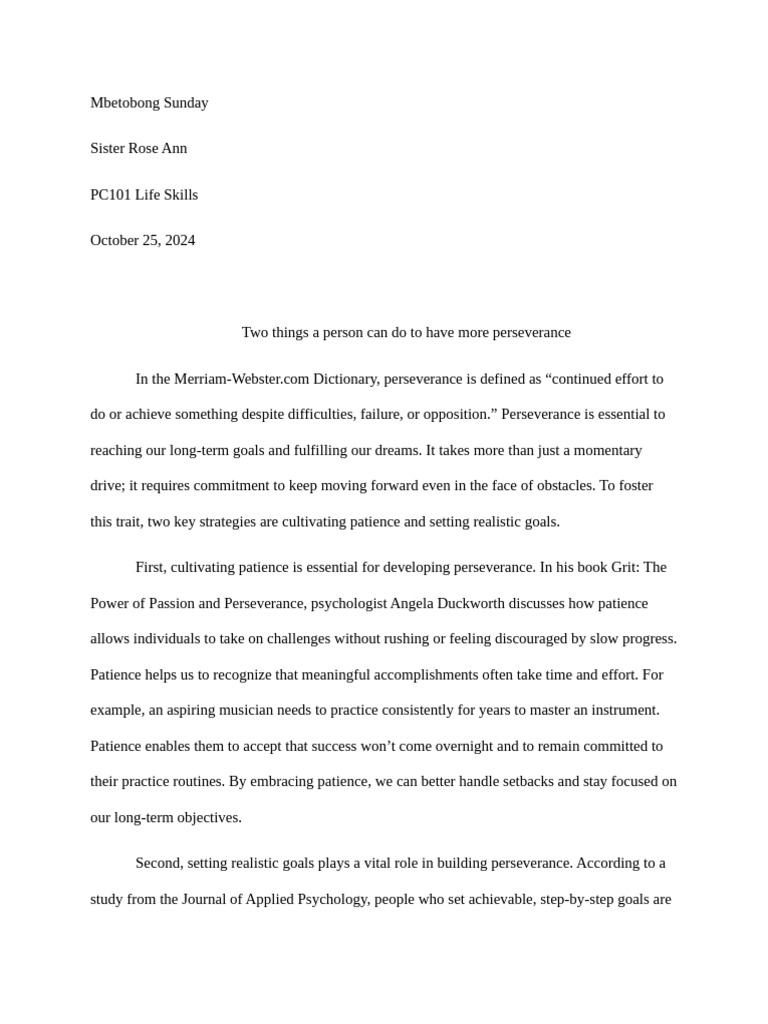 PC101 WK06 Informativeessay Jephthah Udoukpa | PDF | Self-Improvement