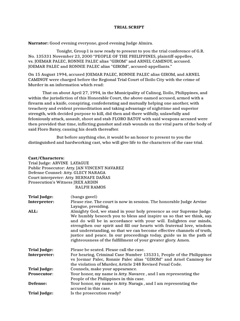 Trial-script | PDF | Witness | Prosecutor