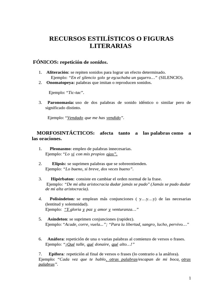 Recursos Estilísticos o Figuras Literarias | PDF | Lingüística | Gramática
