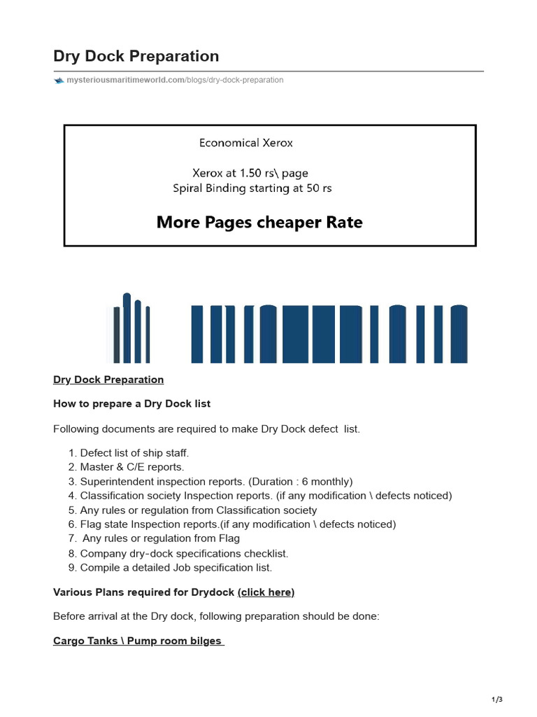 Chief Engineer's Dry Dock Checklist | PDF | Rudder | Ships