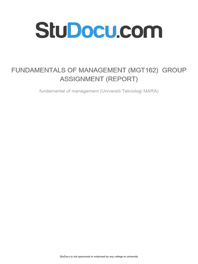 Fundamentals of Management mgt162 Group Assignment Report | PDF ...