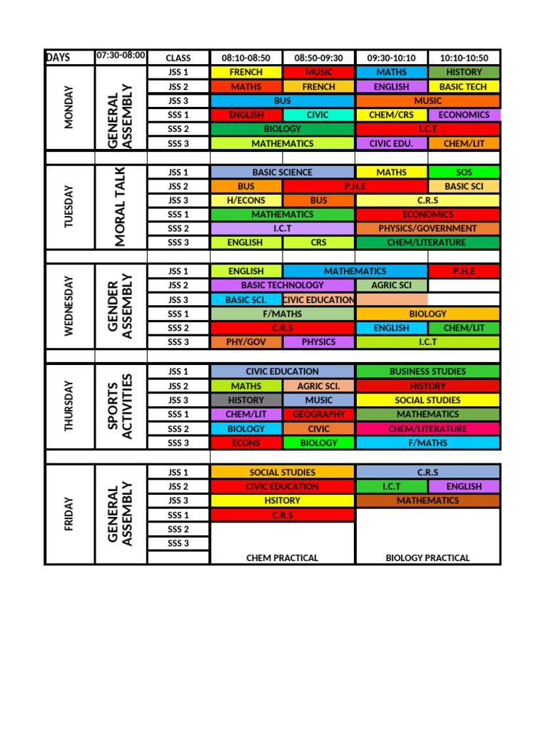 School Timetable | PDF | Science