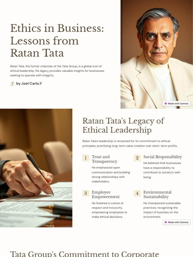 Ratan Tata's Ethical Leadership Insights | PDF | Sustainability ...