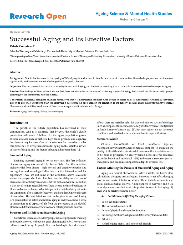 Factors of Successful Aging | PDF | Ageing | Old Age
