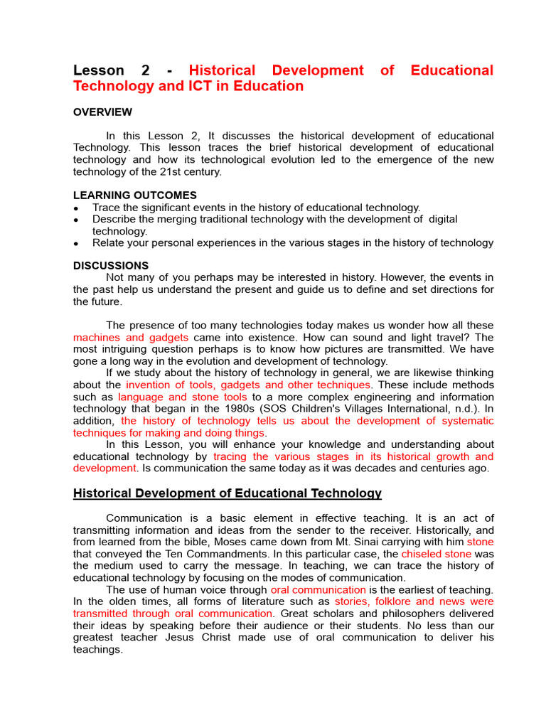 Lesson 2. History of Educational Technology and ICT | PDF | Educational Technology | Multimedia