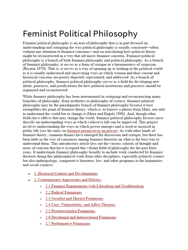 Feminist Political Philosophy | PDF | Feminism | Gender Studies