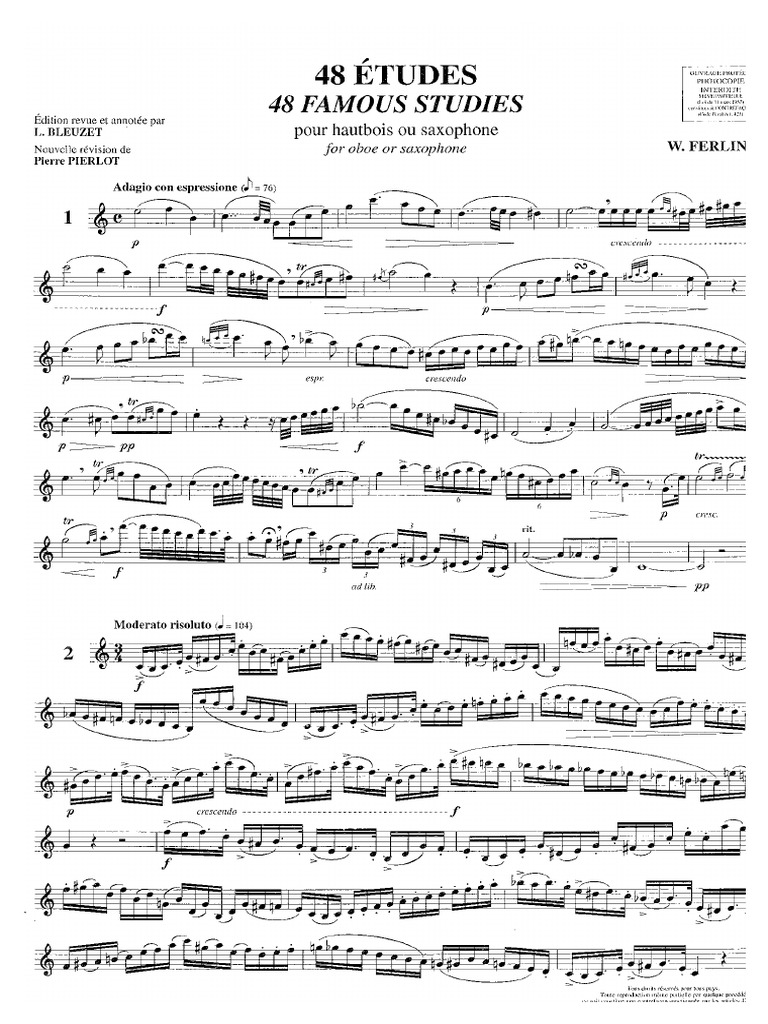 Ferling Pierlot - 48 Fameuses Des Pour Hautbois Ou Saxophone 1 | PDF