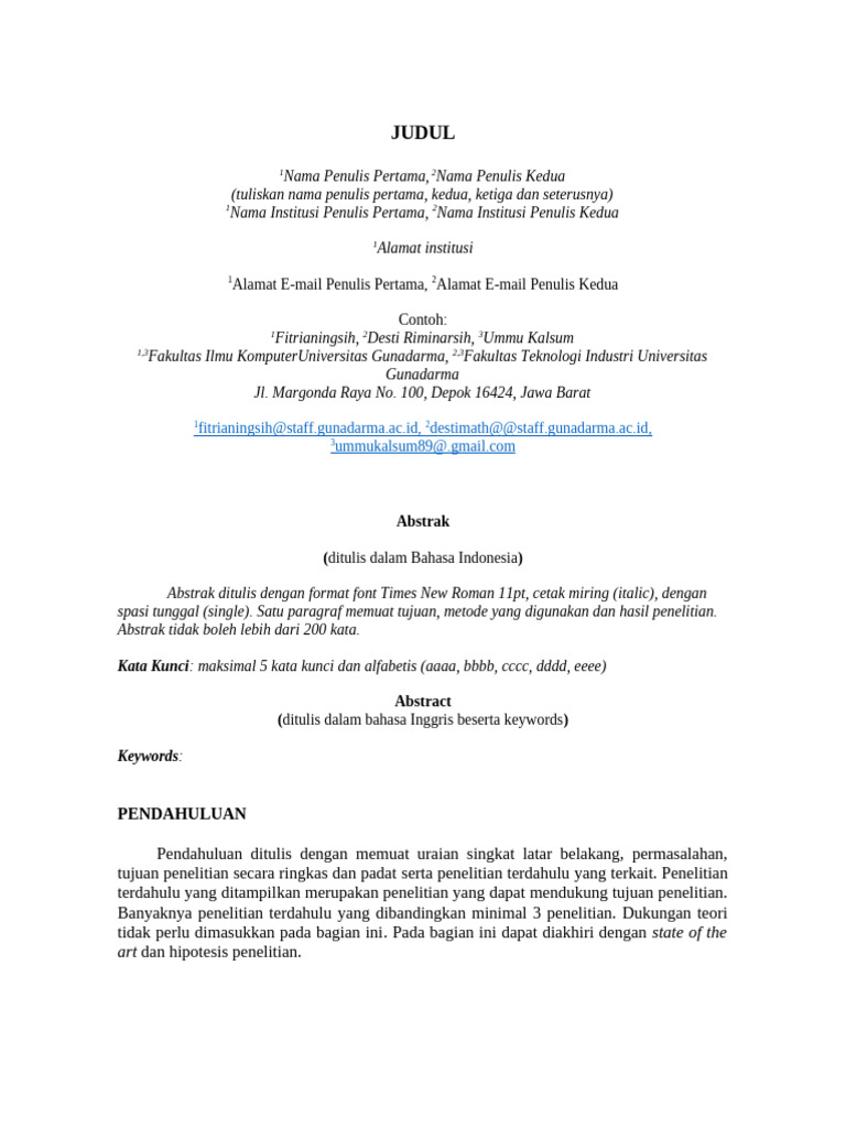 Template Paper Jurnal Ilmiah Teknologi Dan Rekayasa | PDF