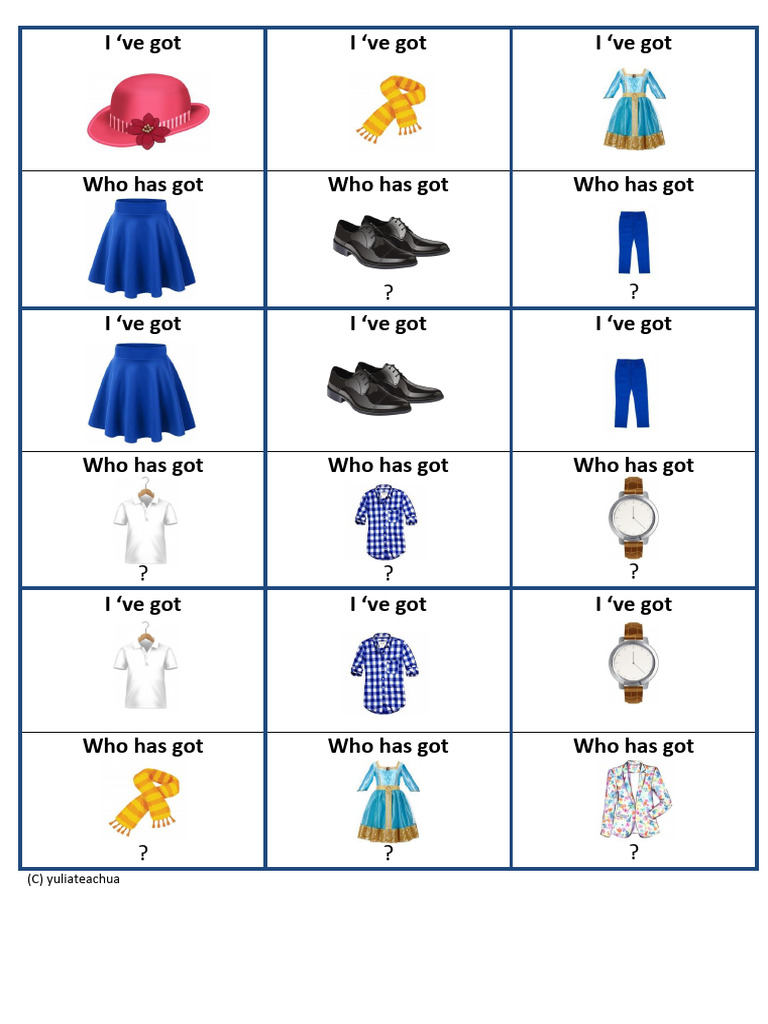I Have Got - Who Has Got - Clothes | PDF