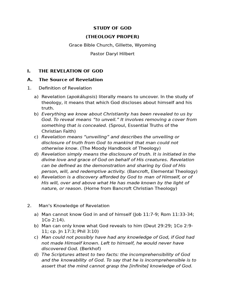 STUDY OF GOD (Theology Proper) - Grace Bible Church, Gillette, Wyoming ...