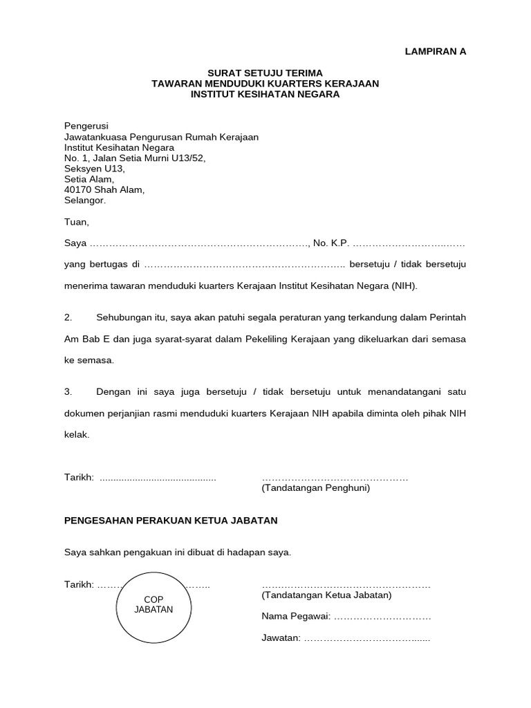 Lampiran A - Surat Setuju Terima | PDF