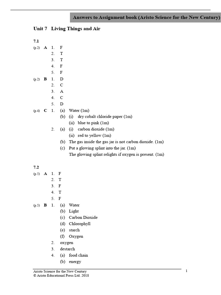 Aristo Assignment U7 Final e PDF | PDF | Photosynthesis | Oxide