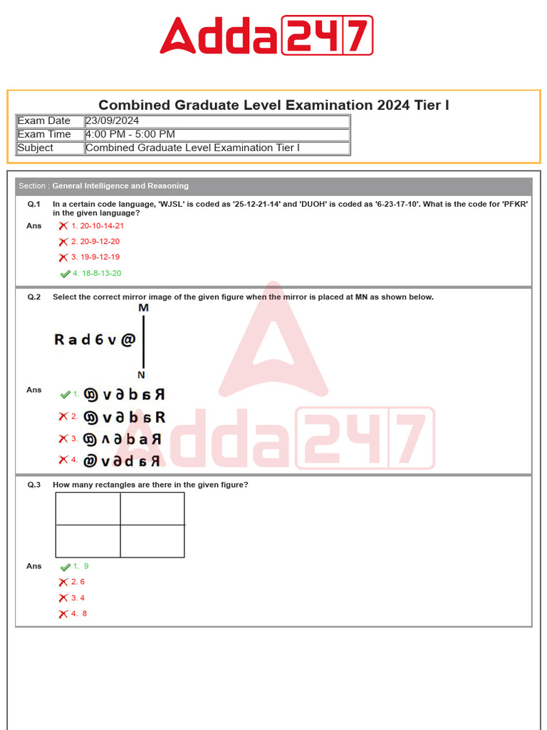 Combined Graduate Level Examination 2024 Tier I | PDF | Quality Of Life ...