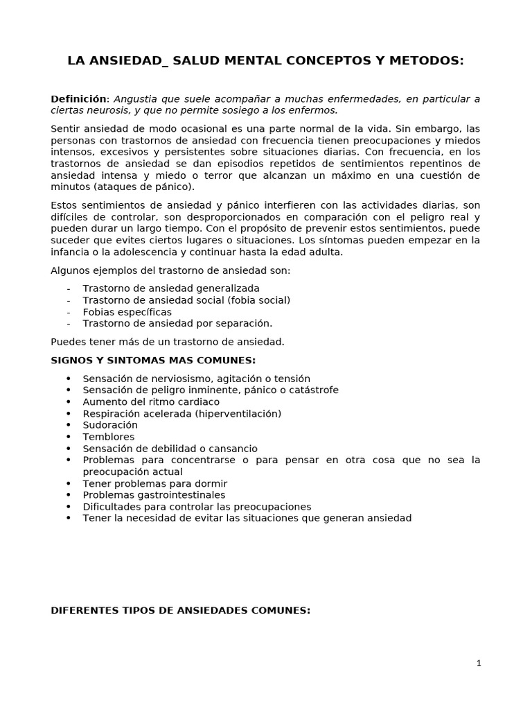Ansiedad y Salud Mental | PDF | Trastorno de ansiedad | Ansiedad