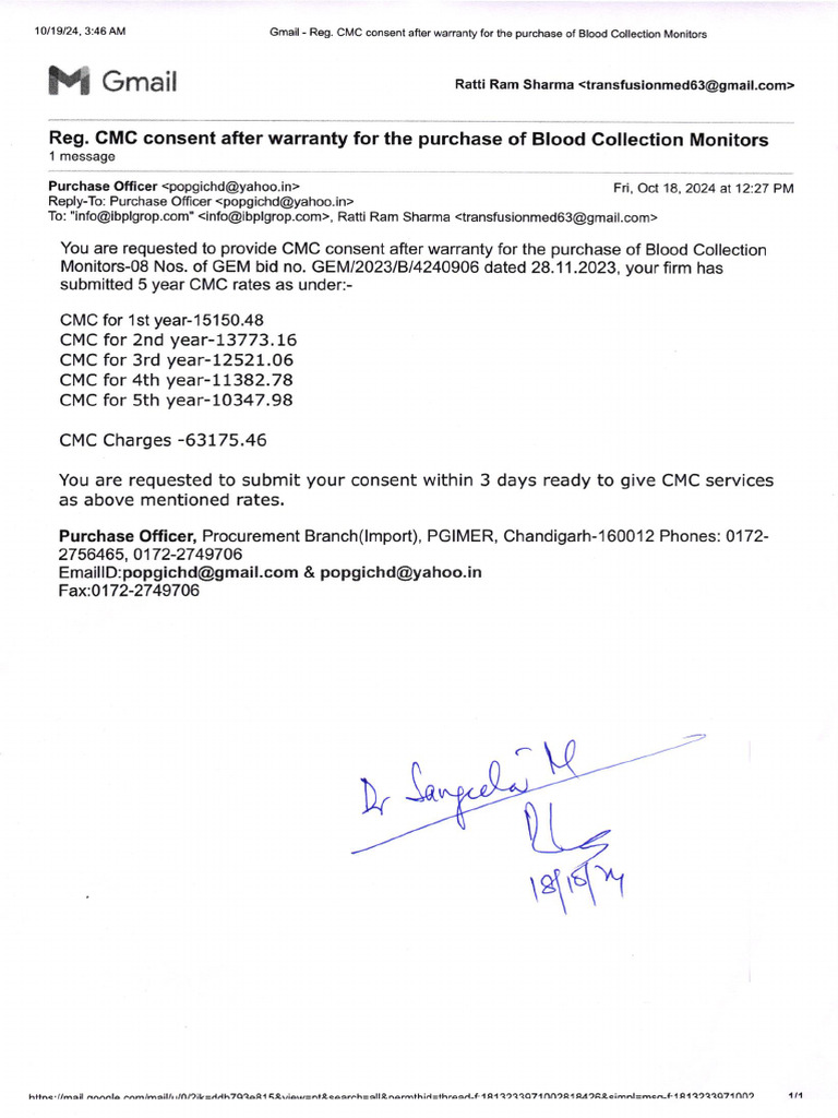CMC Consent of Blood Collection Monitors | PDF