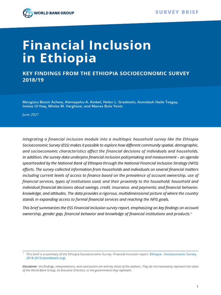 Ethiopia Financial Inclusion Survey 2018/19 | PDF | Survey Methodology ...