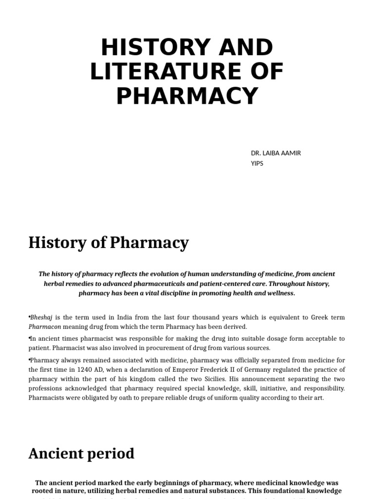 History and Literature of Pharmacy | PDF | Pharmacy | Pharmaceutical ...