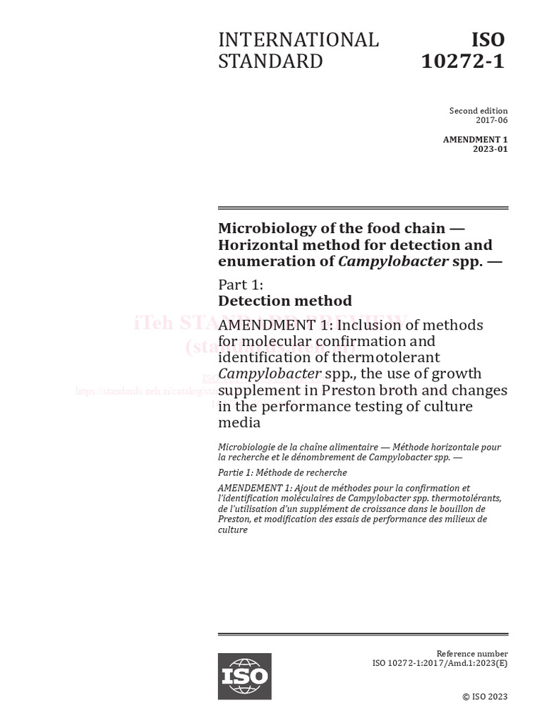 ISO 10272 1 2017 Amd 1 2023.campylobacter PDF | PDF | Polymerase Chain Reaction | Taq Polymerase