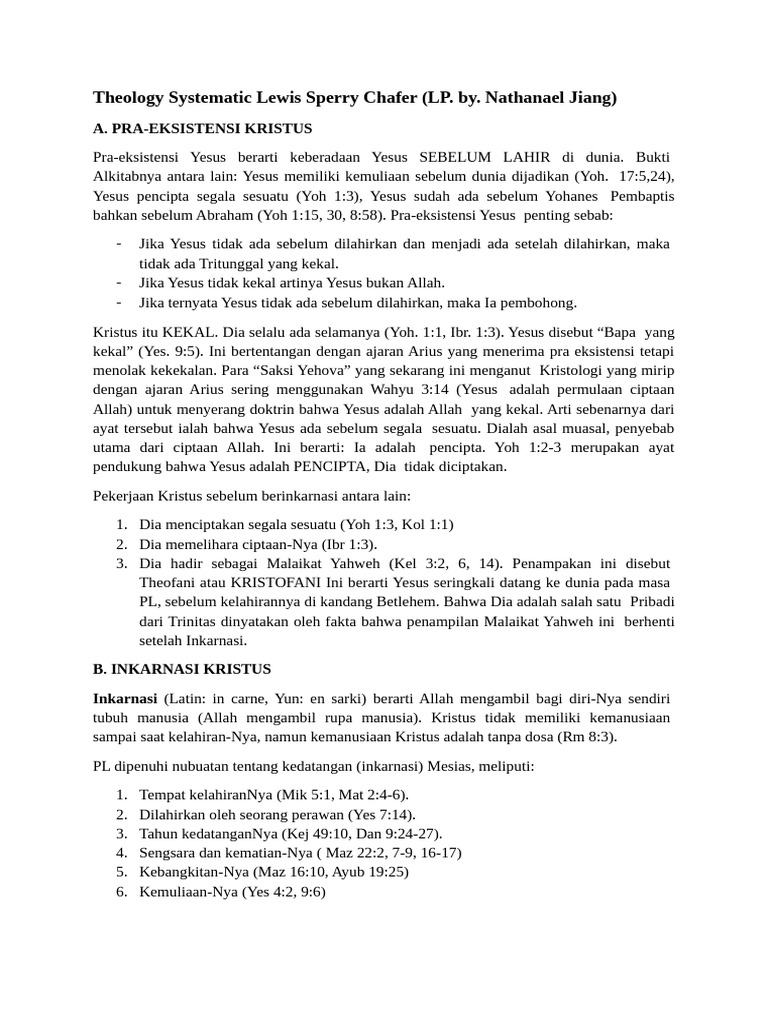 Pra-Eksistensi dan Inkarnasi Kristus | PDF