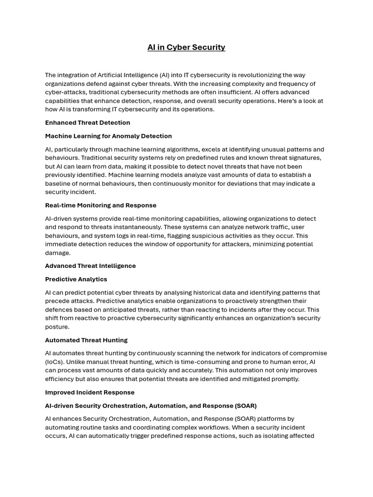 Ai In Cyber Security Pdf Security Computer Security