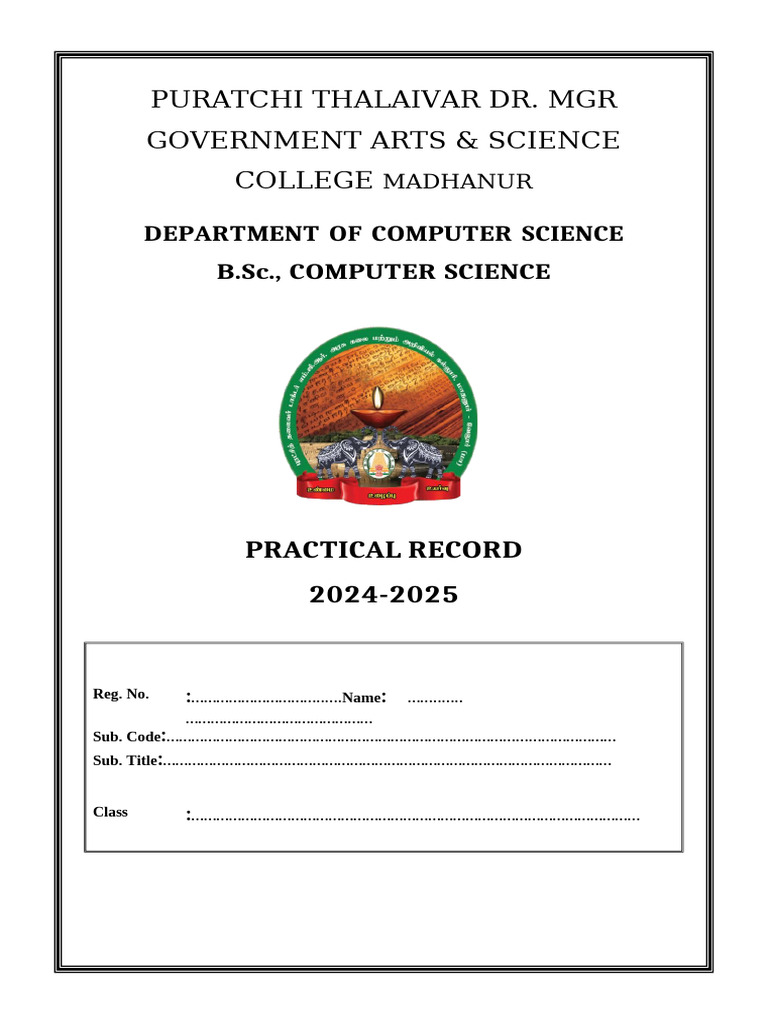 B.Sc. Computer Science Practical Record 2024-2025 | PDF
