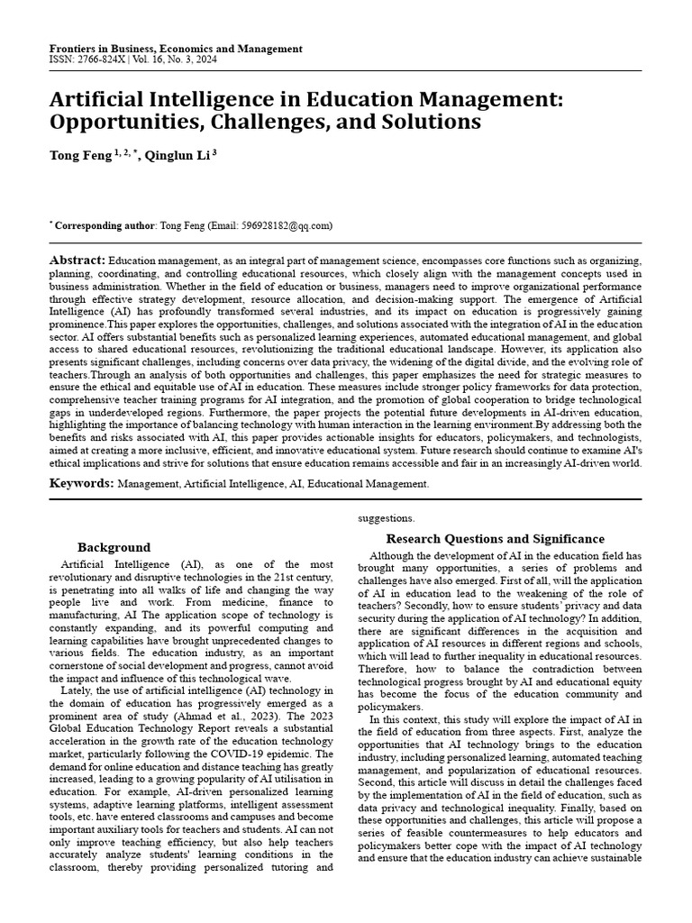 Artificial Intelligence In Education Management Op Pdf Artificial