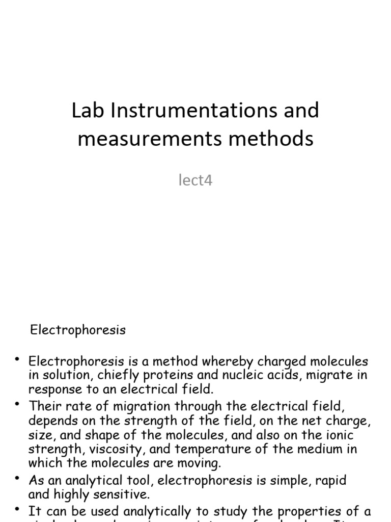 Lab Instrumentations and Measurements Methods Lect4 | PDF | Gel Electrophoresis | Polyacrylamide ...