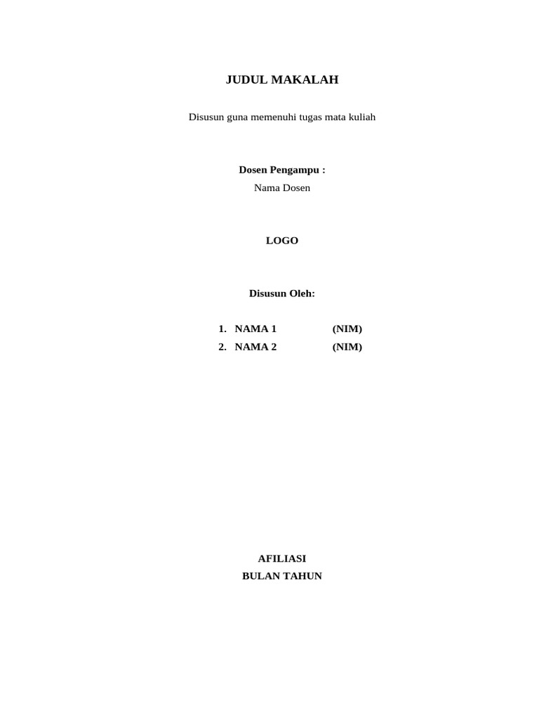 Template Laporan Makalah | PDF