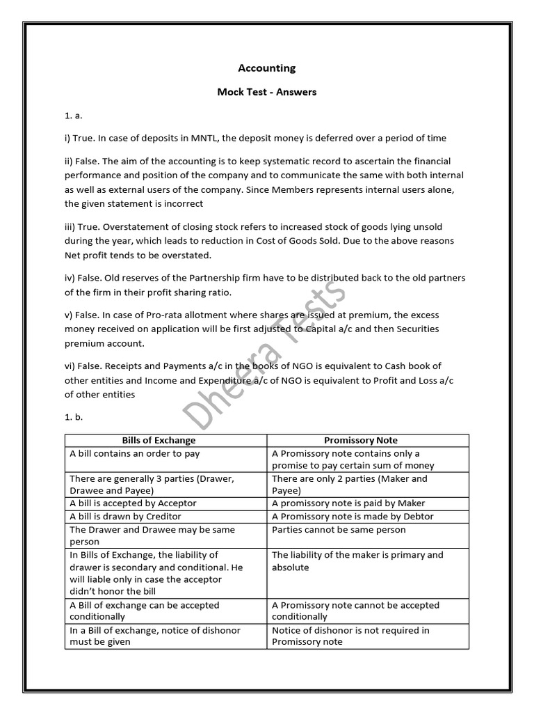 acc mock 1 answers | PDF | Debits And Credits | Expense