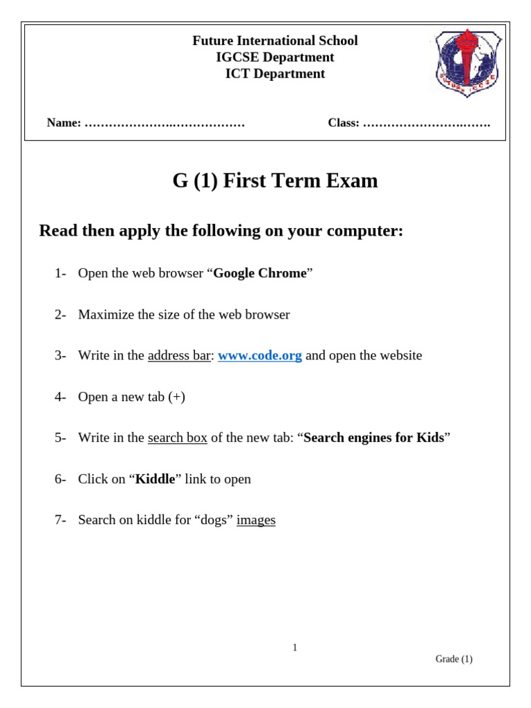 G1 First Term Exam 2024-25 | PDF