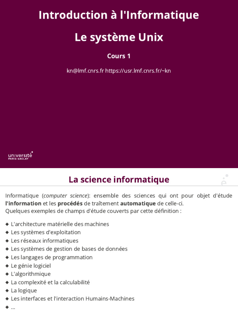 II 01 | PDF | Système d'exploitation | Unix